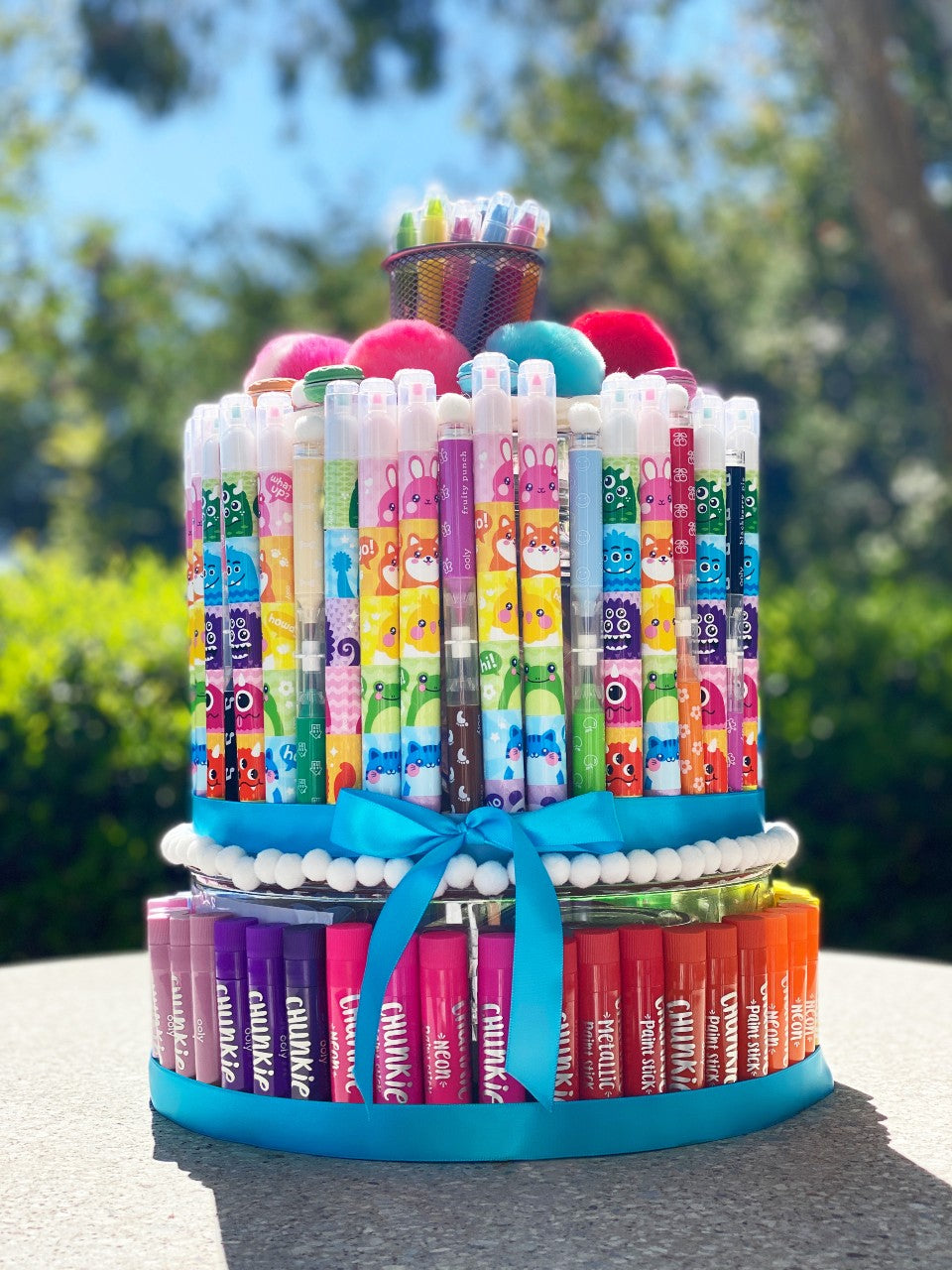 BACK TO SCHOOL GIFT BASKET IDEA: OOLY SCHOOL SUPPLY CAKE