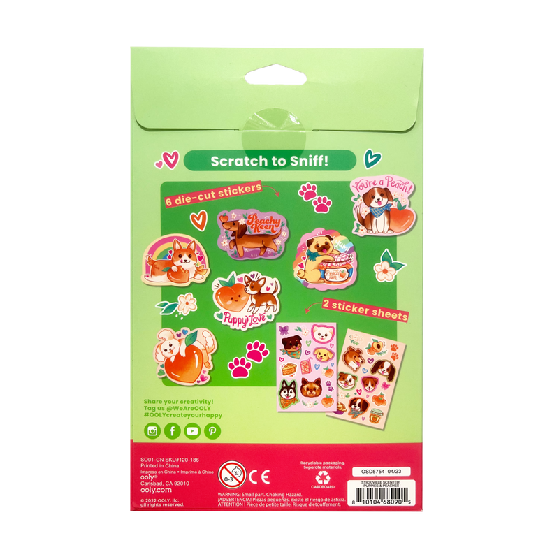 Stickiville Puppies and Peaches Scented Stickers - OOLY