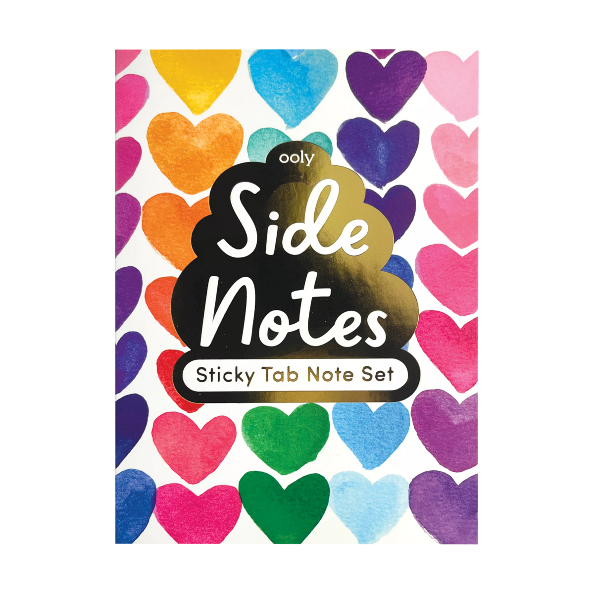 Side Notes Sticky Tab Note Pad - Rainbow Hearts - OOLY
