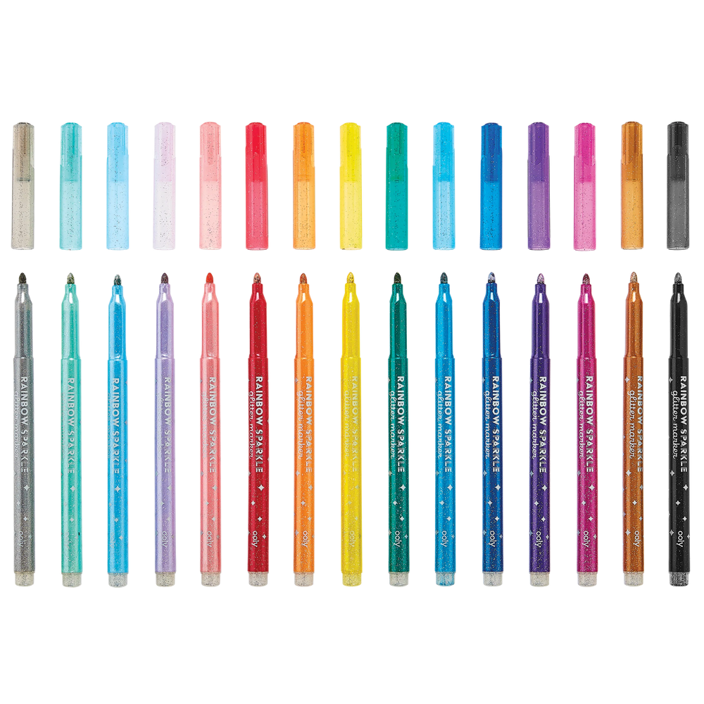 Rainbow Sparkle Glitter Markers - Set of 15 - OOLY