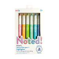 Noted! 2-in-1 Micro Fine Tip Pen and Highlighters - Set of 6 - OOLY
