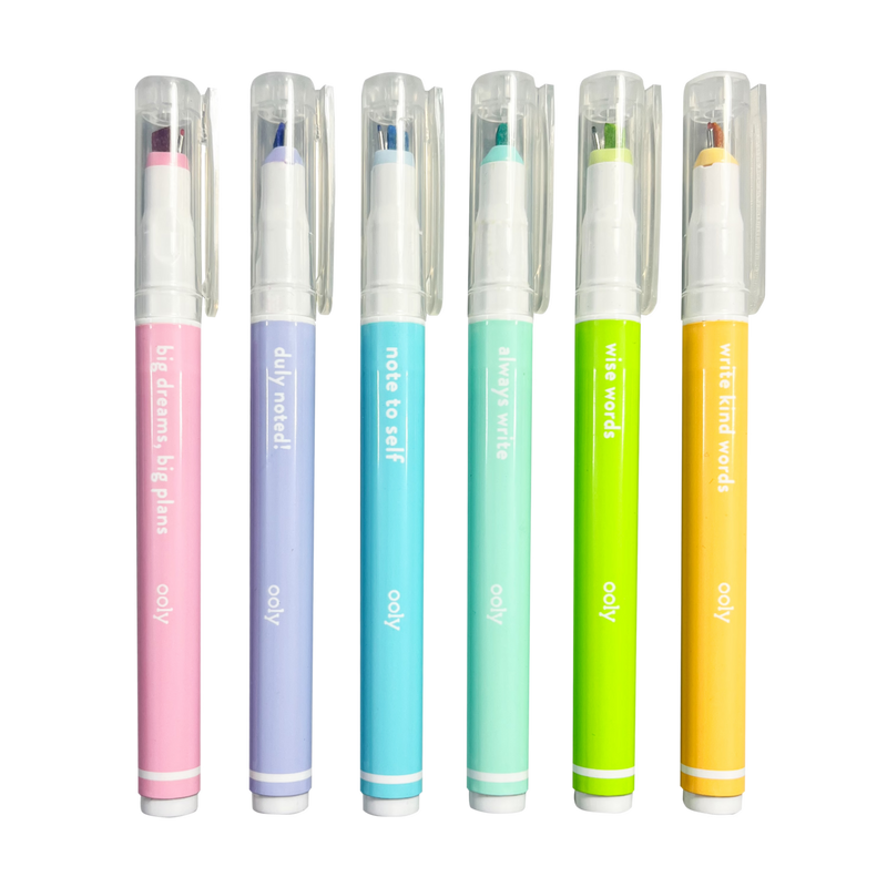 Noted! 2-in-1 Micro Fine Tip Pen and Highlighters - Set of 6 - OOLY