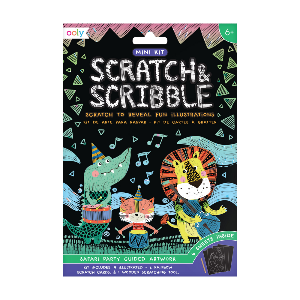 Safari Party Scratch and Scribble Mini Scratch Art Kit - OOLY
