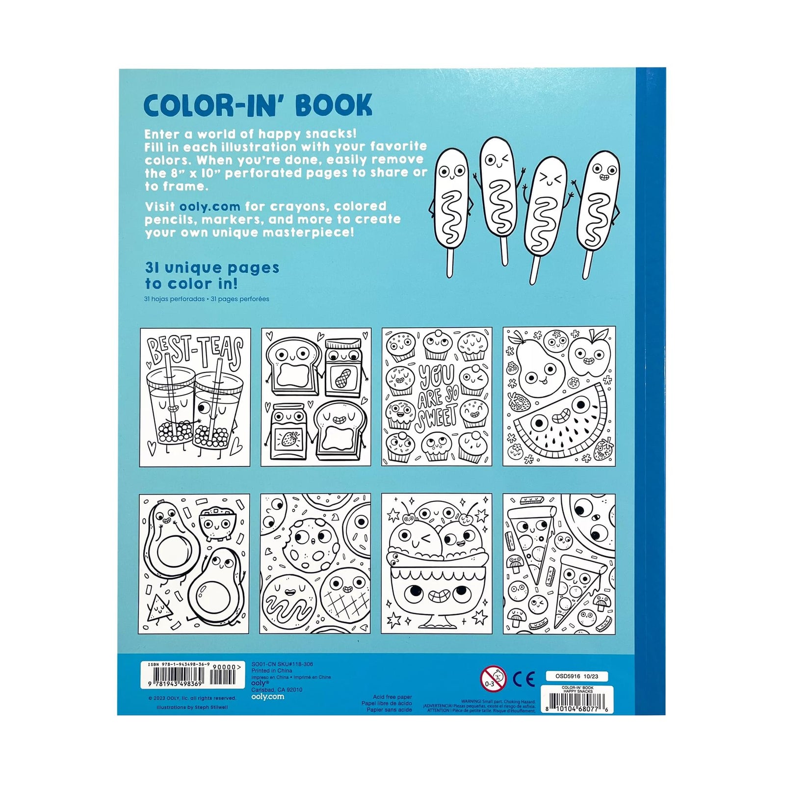 Color-in' Book Coloring Book - Happy Snacks - OOLY