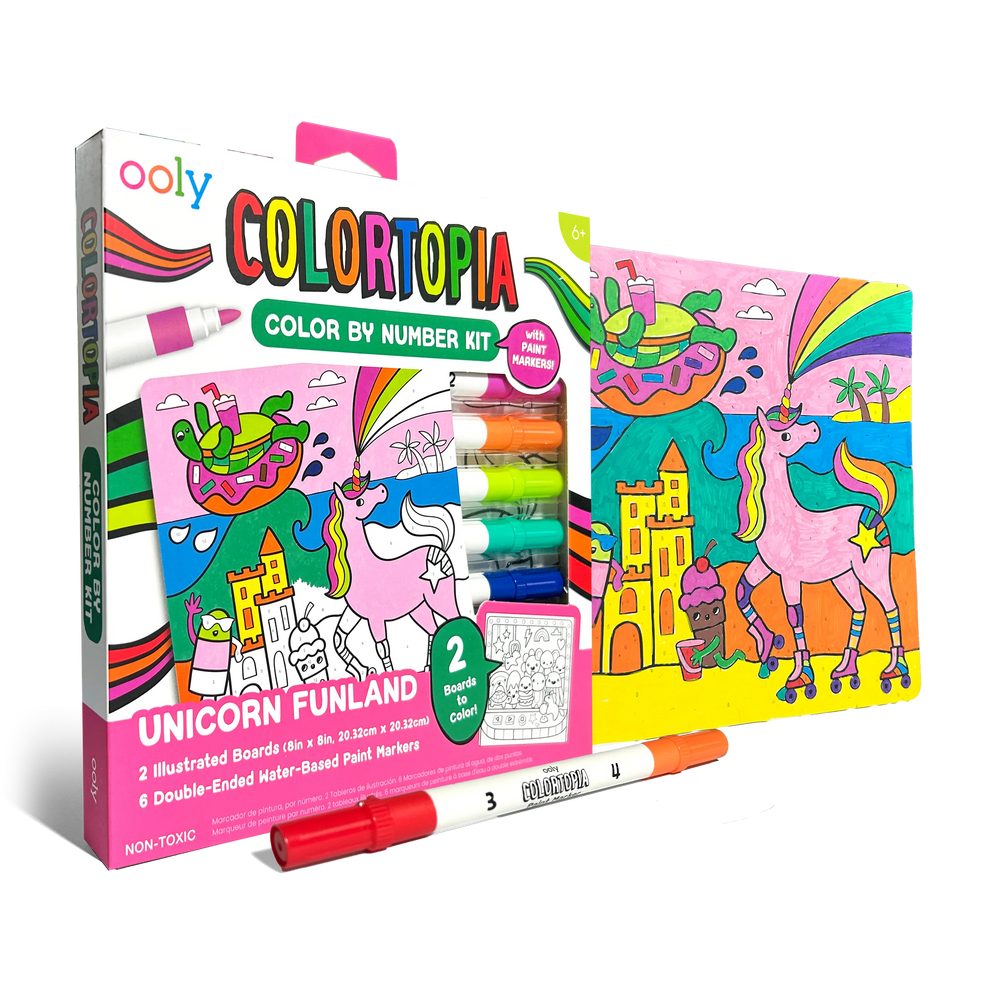 Colortopia Color By Number Paint Marker Kit - Unicorn Funland - OOLY