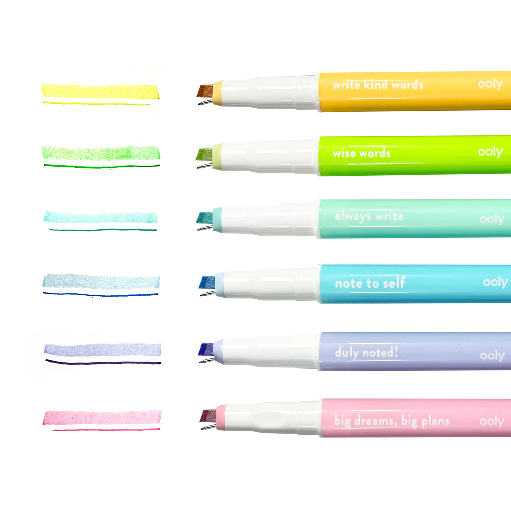 Noted! 2-in-1 Micro Fine Tip Pen and Highlighters - Set of 6 - OOLY