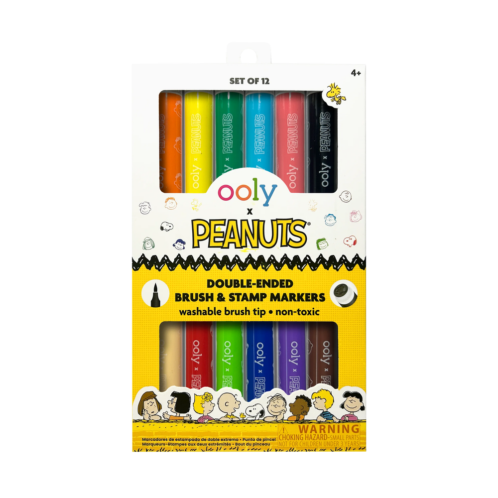 OOLY x Peanuts Double-Ended Brush & Stamp Markers - Set of 12