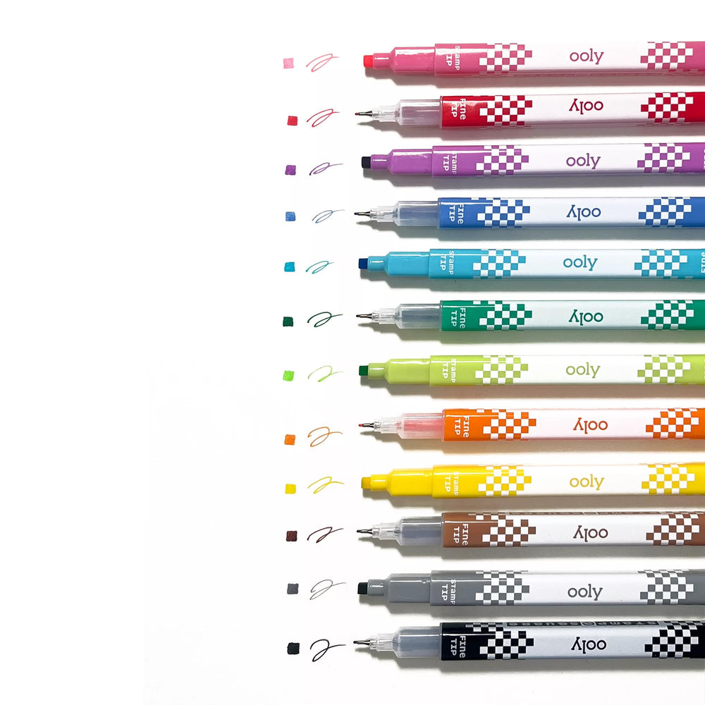 Stamp a Sqaure - Double Ended Markers - Set of 12 - OOLY