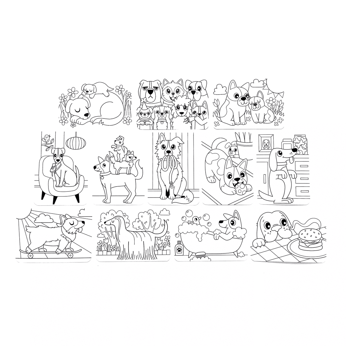 Undercover Art Hidden Pattern Coloring Activity Art Cards - Dog Days - OOLY