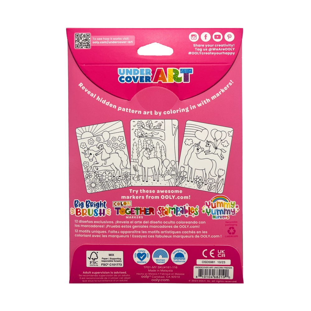 Undercover Art Hidden Pattern Coloring Activity Art Cards - Unicorn Fr