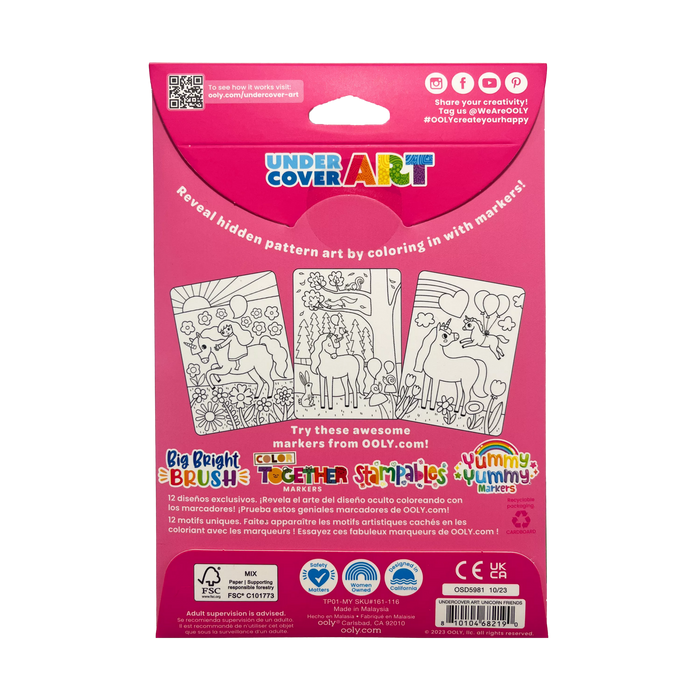 Undercover Art Hidden Pattern Coloring Activity Art Cards - Unicorn Fr