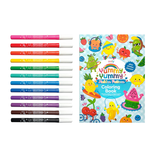 Yummy Yummy Scented Coloring Kit - Markers Stickers Coloring Book - OOLY