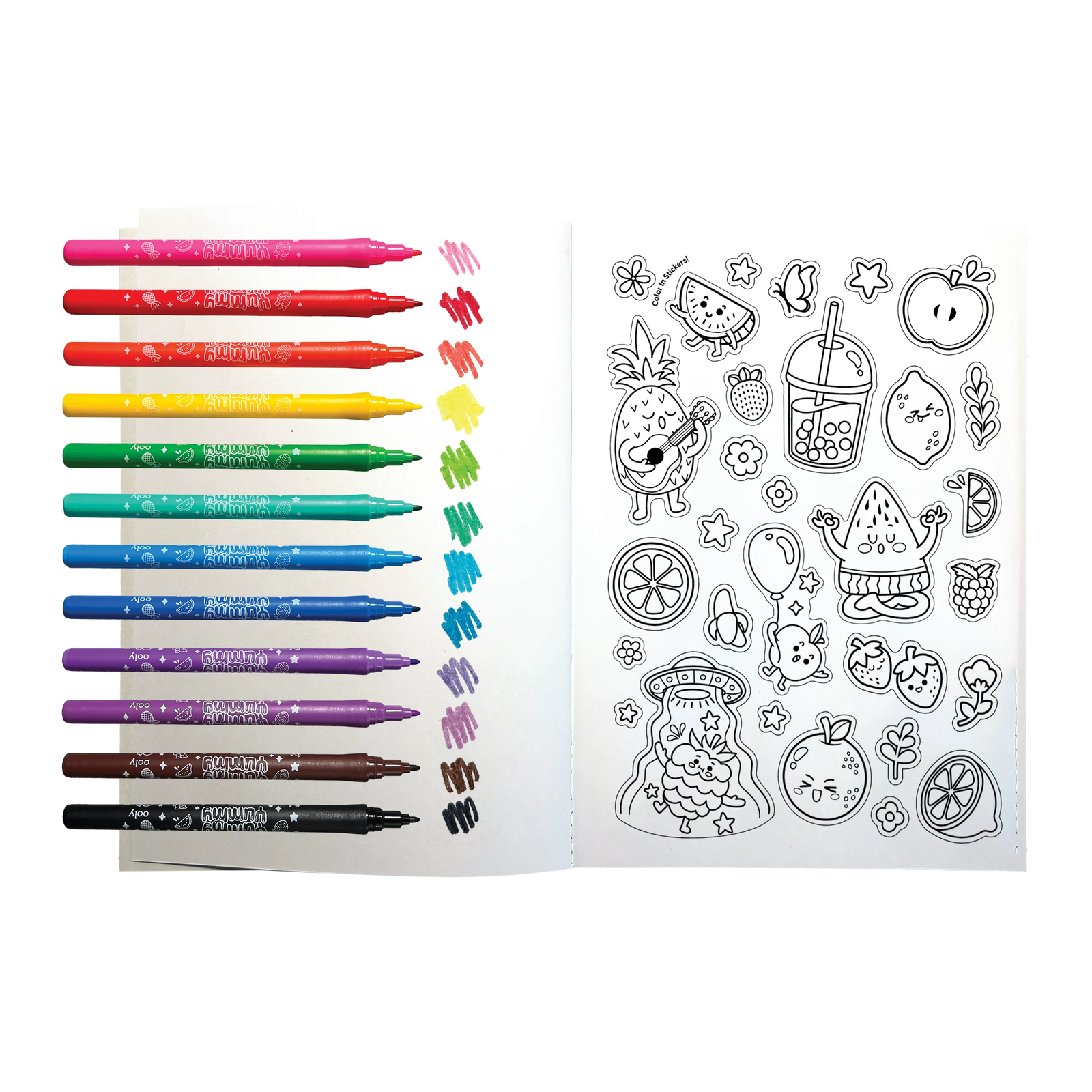 Yummy Yummy Scented Coloring Kit - Markers Stickers Coloring Book - OOLY