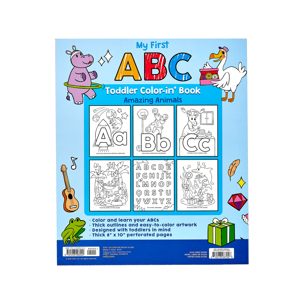 ABC: Amazing Animals Toddler Coloring Book - 31 Pages - OOLY