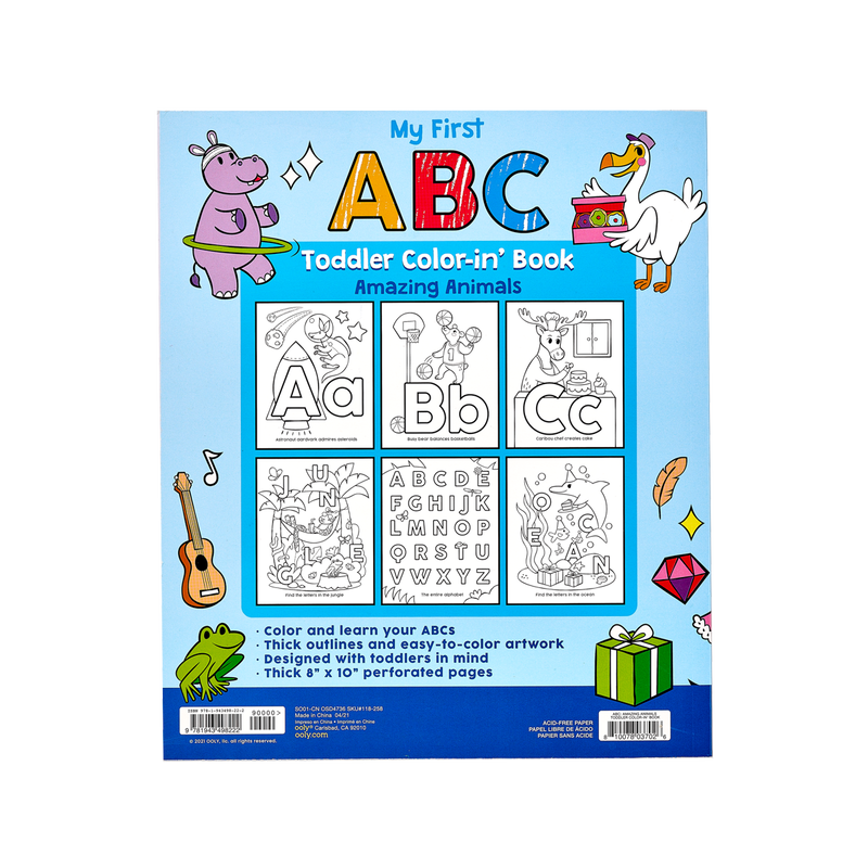 ABC: Amazing Animals Toddler Coloring Book - 31 Pages - OOLY