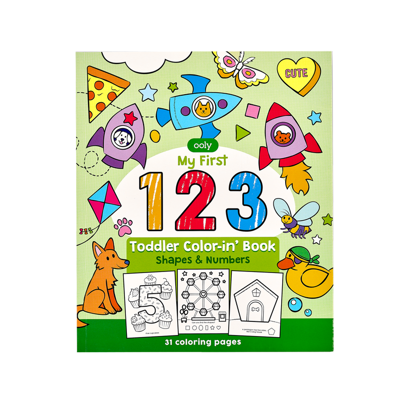 123: Shapes + Numbers Toddler Coloring Book - OOLY