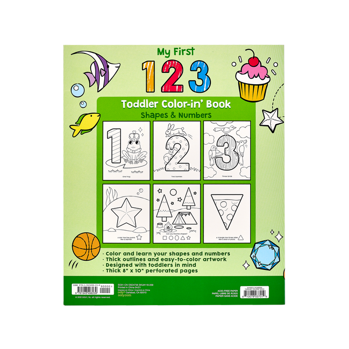 123: Shapes + Numbers Toddler Coloring Book - OOLY
