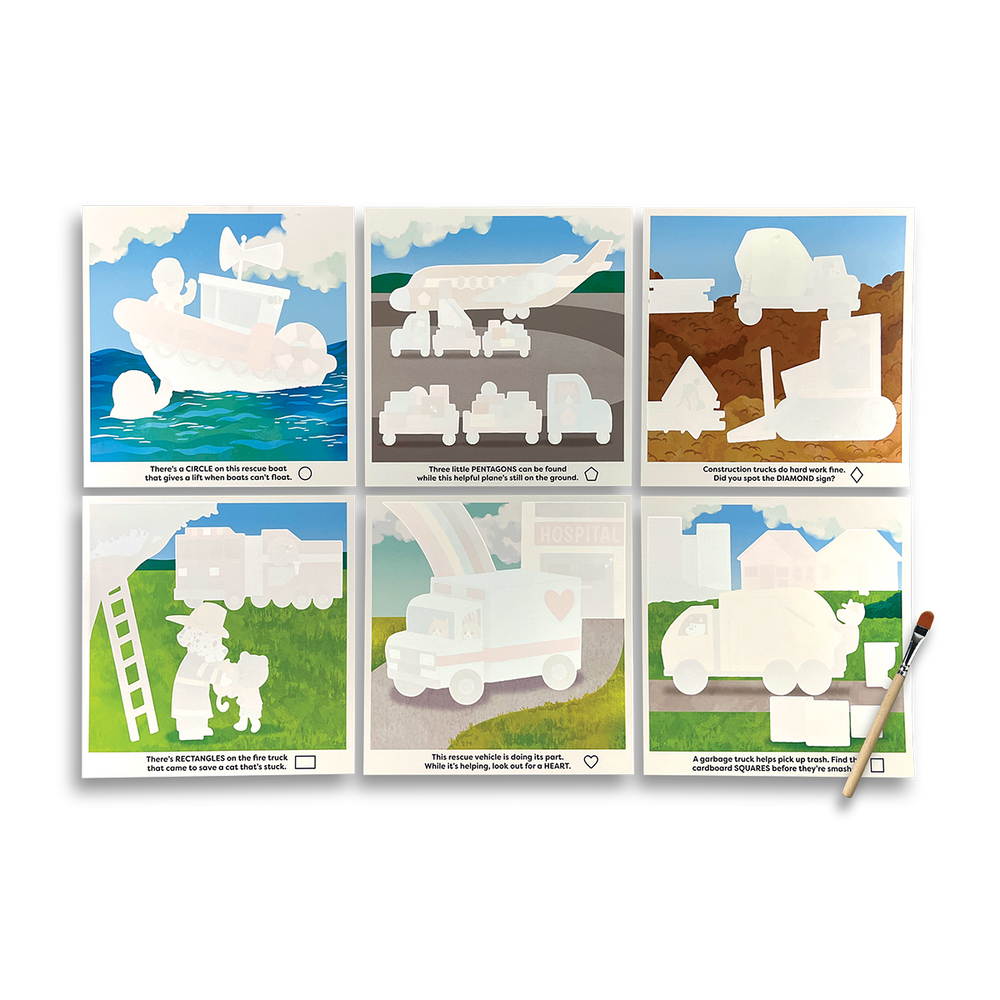 Water Amaze Water Reveal Boards - Helpful Vehicles - OOLY