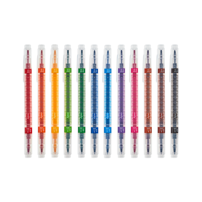 Calligraphy Duo Chisel and Brush Tip Markers - Set of 12 - OOLY