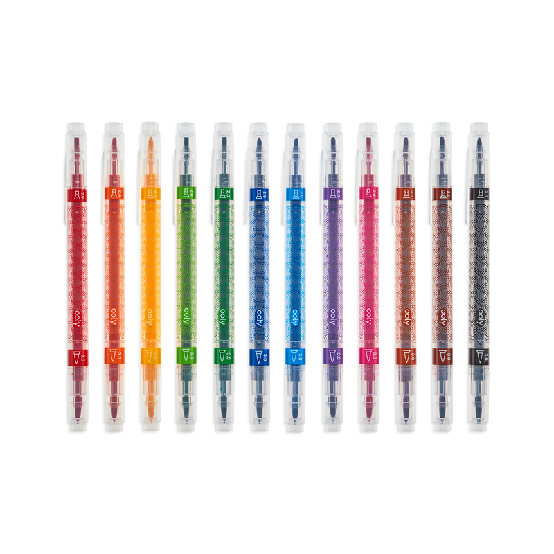 Calligraphy Duo Chisel and Brush Tip Markers - Set of 12 - OOLY