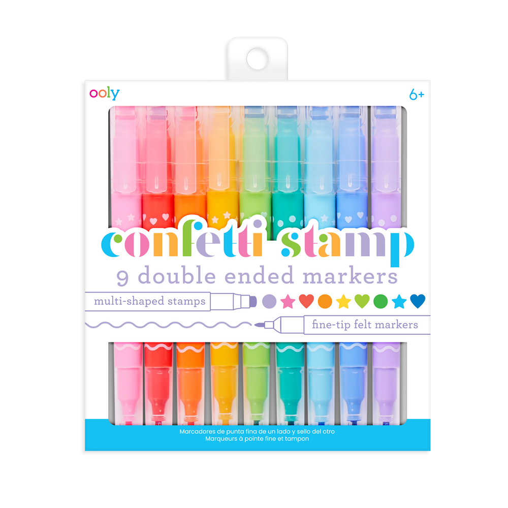 Confetti Stamp Double-Ended Markers - Set of 9 - OOLY