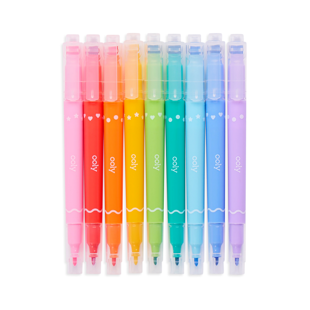 Confetti Stamp Double-Ended Markers - Set of 9 - OOLY