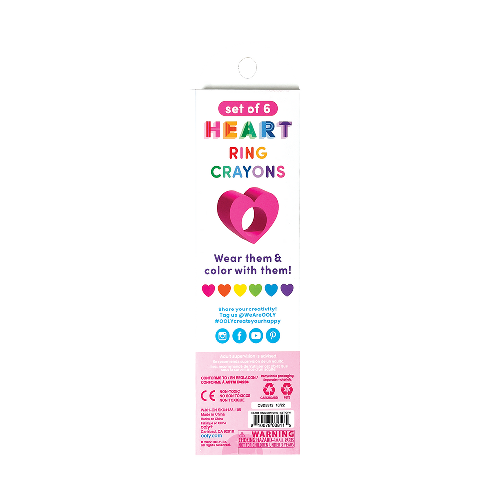 Heart Ring Crayons - Set of 6 - OOLY