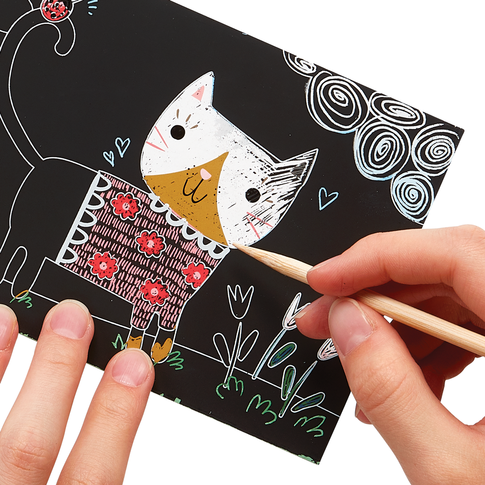 Cutie Cats Scratch and Scribble Mini Scratch Art Kit - OOLY