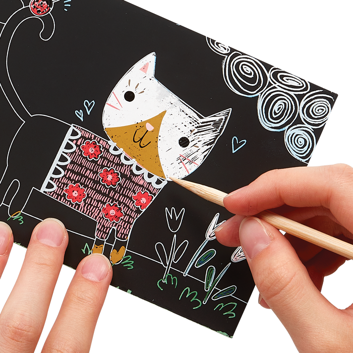 Cutie Cats Scratch and Scribble Mini Scratch Art Kit - OOLY