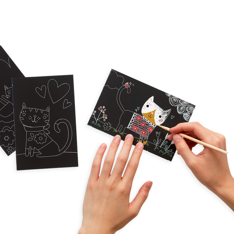 Cutie Cats Scratch and Scribble Mini Scratch Art Kit - OOLY
