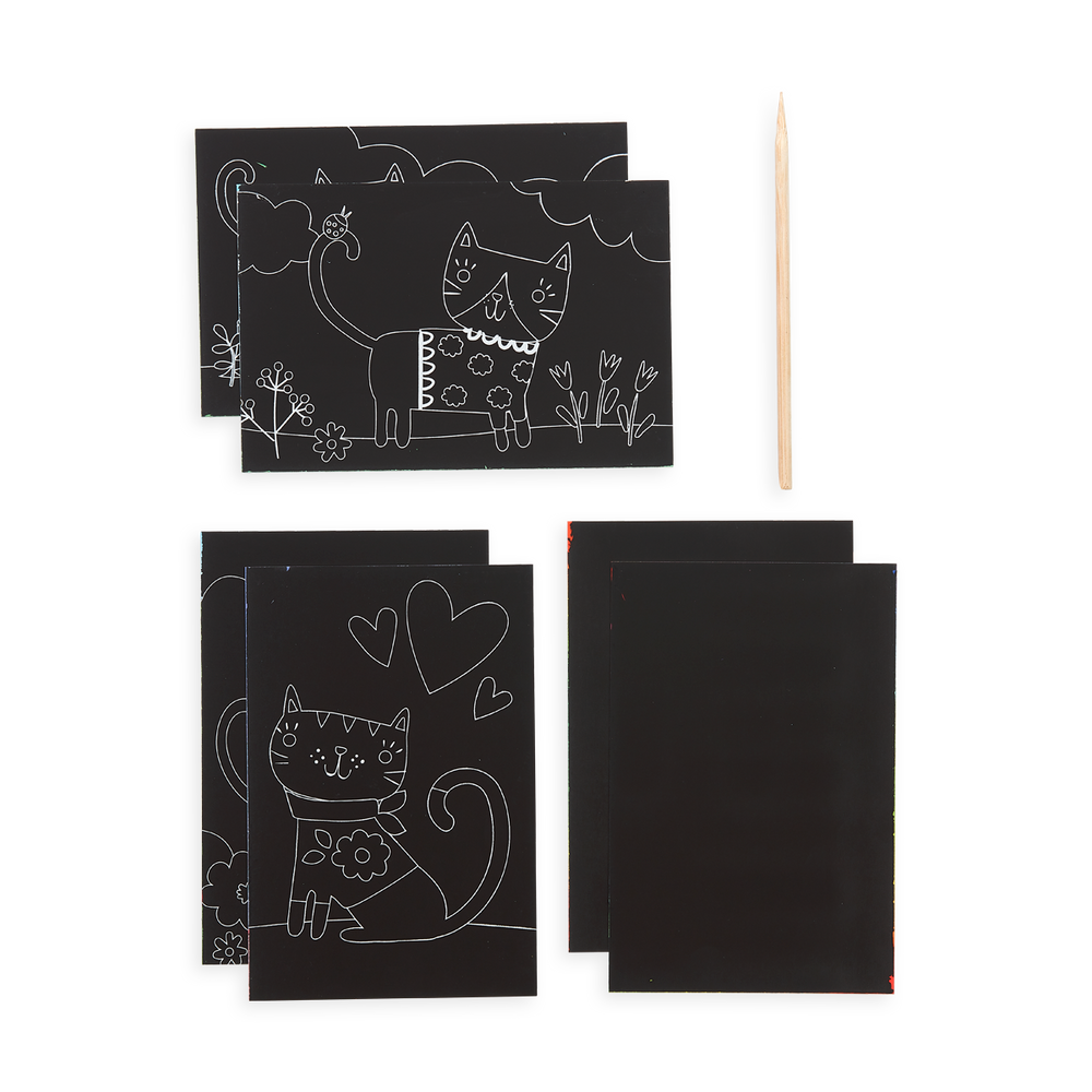 Cutie Cats Scratch and Scribble Mini Scratch Art Kit - OOLY