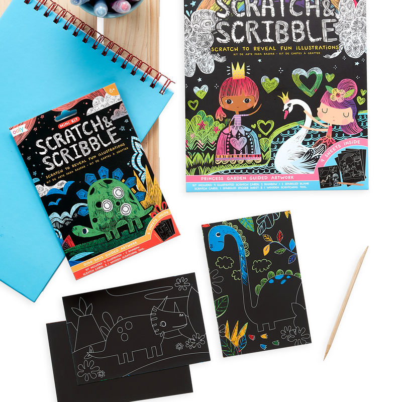 Dinosaur Days Scratch and Scribble Mini Scratch Art Kit - OOLY