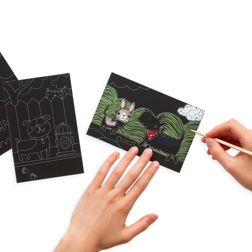 Playful Pups Scratch and Scribble Mini Scratch Art Kit - OOLY