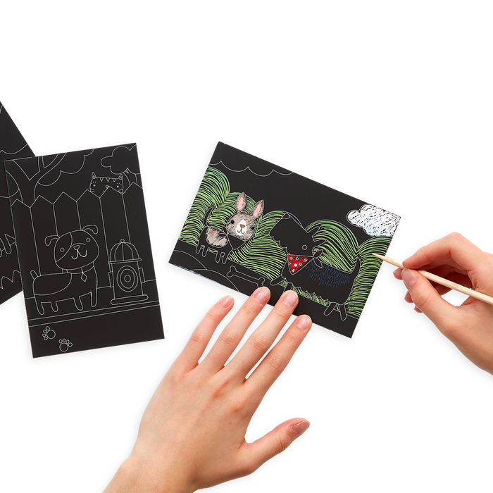 Playful Pups Scratch and Scribble Mini Scratch Art Kit - OOLY