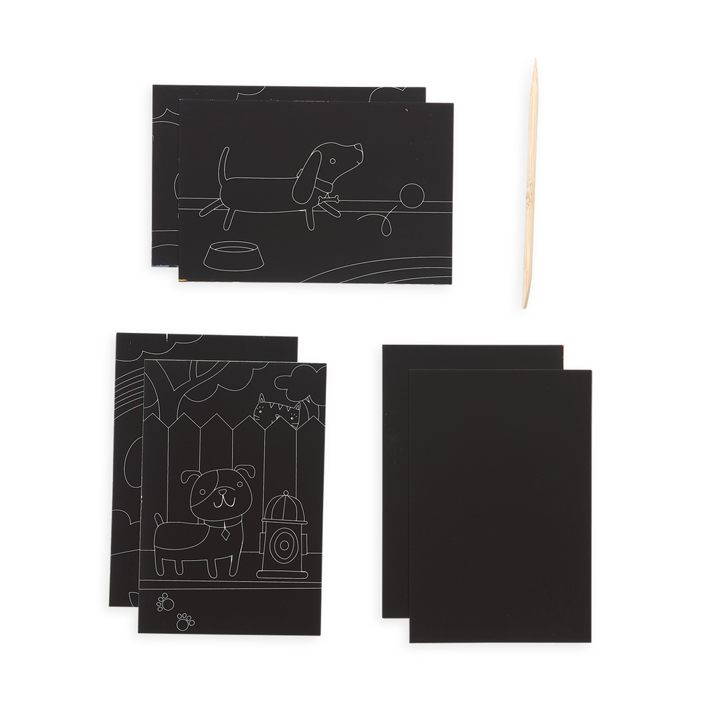 Playful Pups Scratch and Scribble Mini Scratch Art Kit - OOLY