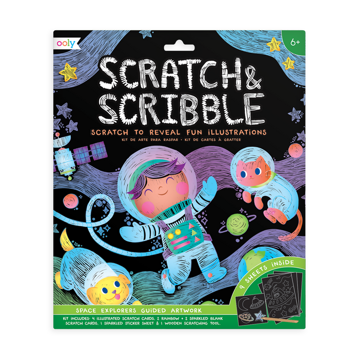 Explorer Space Scratch and Scribble Scratch Art Kit - OOLY