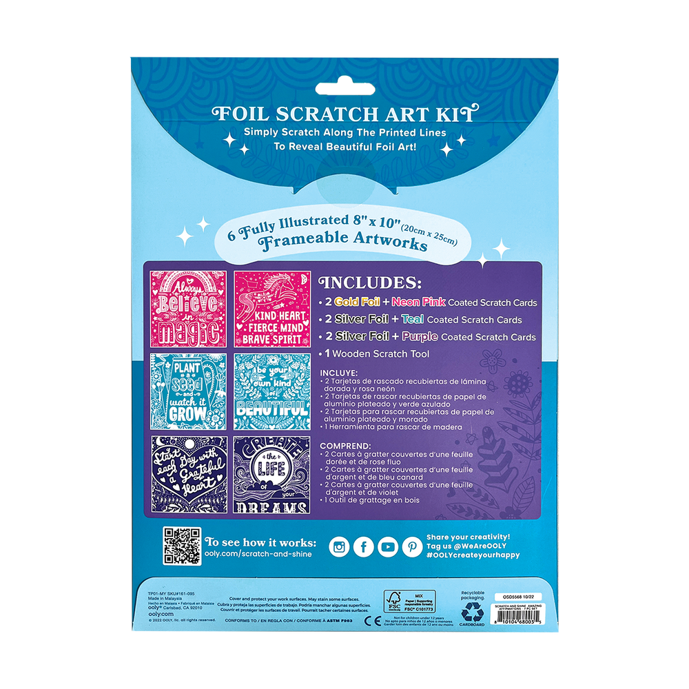 Scratch and Shine Foil Scratch Art Kit - Amazing Affirmations - OOLY