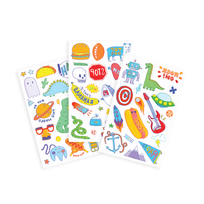 Tattoo-Palooza Temporary Tattoos - Awesome Doodles - 3 Sheets - OOLY